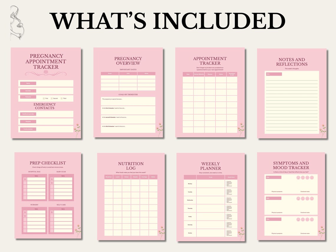 Pregnancy Planner Printable | Appointment Tracker, Weekly Organizer ...
