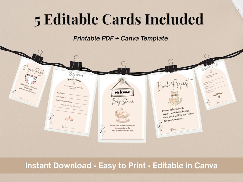 Baby Shower Cards, Printable Baby Shower Games, Diaper Raffle Book ...