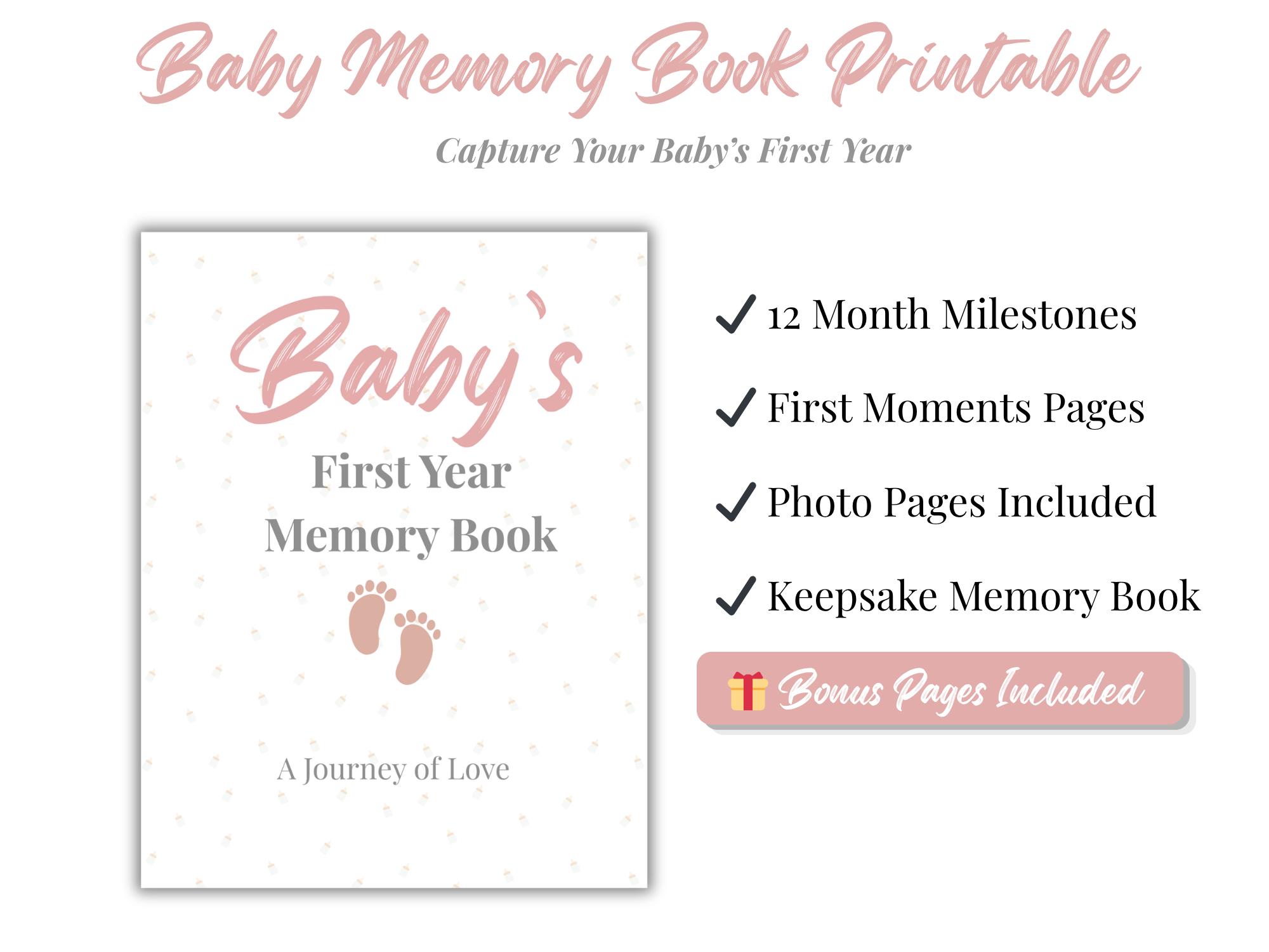 Baby Memory Book Printable | First Year Milestones, Moments Journal ...