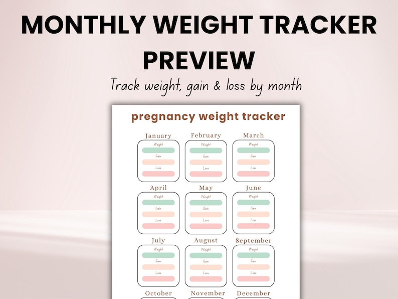 Pregnancy Weight Tracker, Weekly Gain Log, Prenatal Journal (digital ...