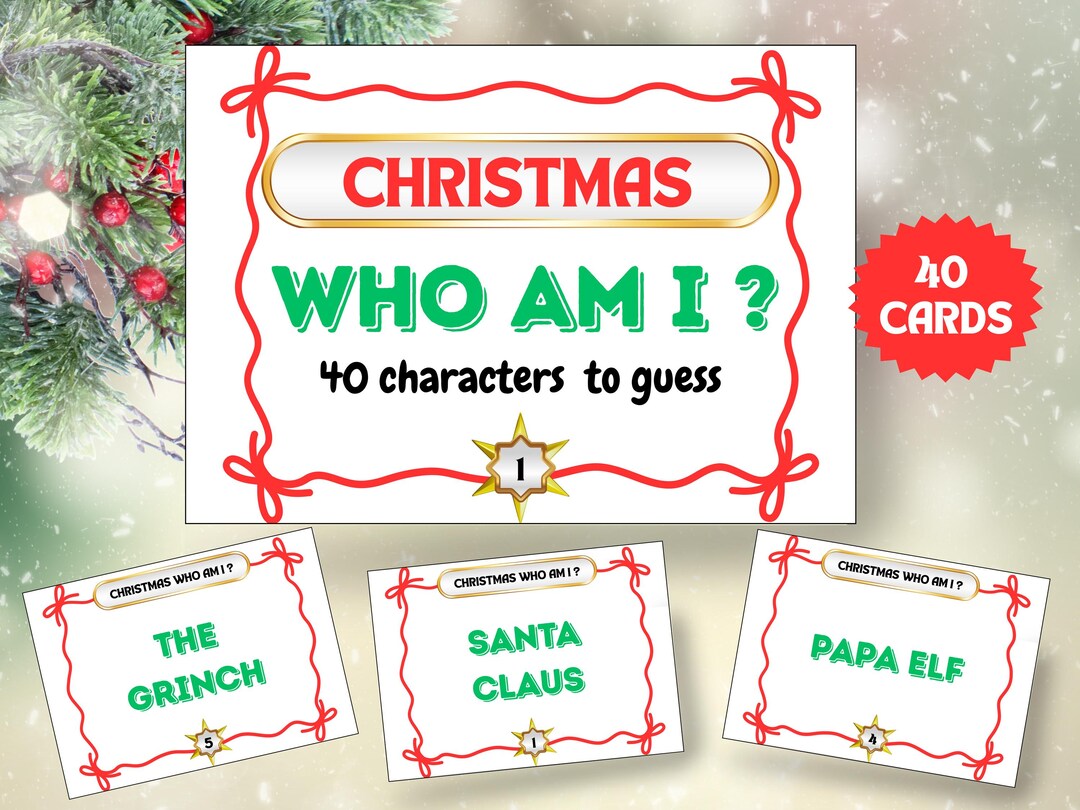 Who Am I Christmas Party Game, 40 Characters to Guess, Christmas Game ...