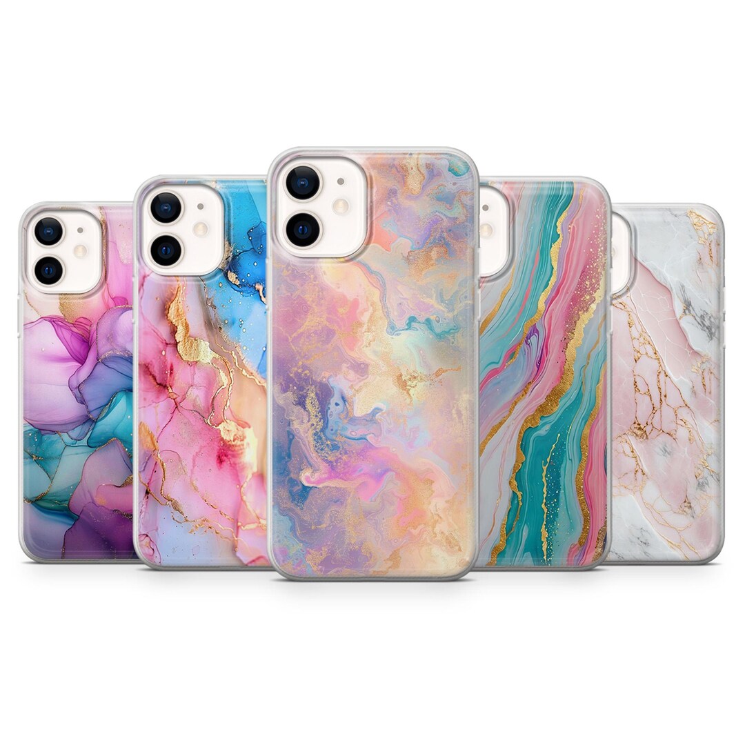 Pastel Marble Phone Case Luxury Cover for iPhone 17pro, 16, 15, 14, 13 ...