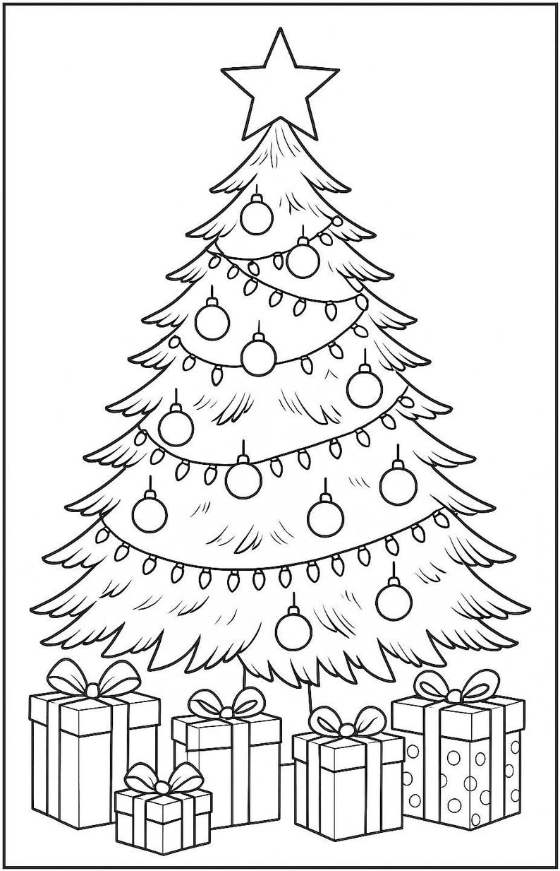 Christmas Tree Coloring Sheet - Etsy