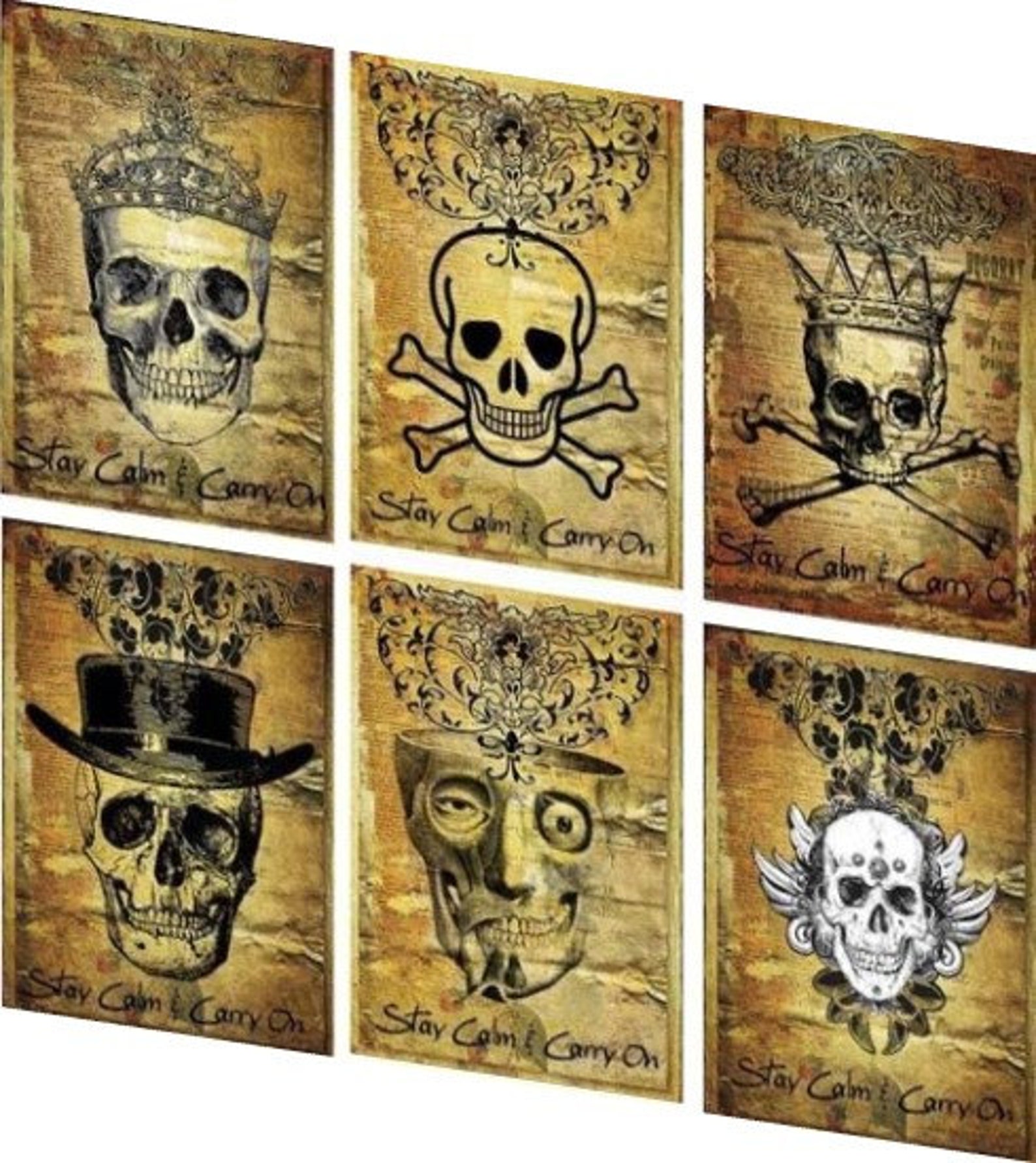 Instant Digital Download 6 Skulls Cards Halloween - Etsy