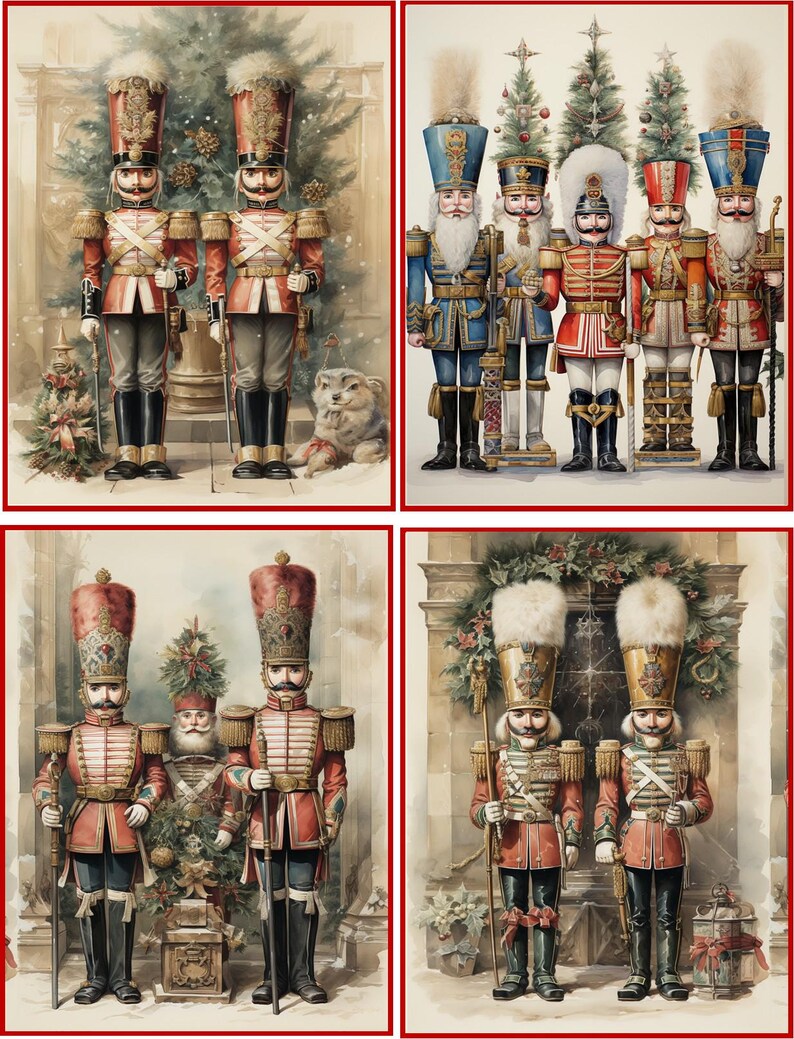 8 Christmas Nutcracker Vintage Victorian Old Fashioned Glossy Blank ...