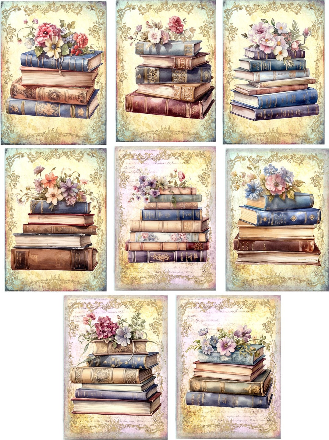 ATC Shabby Chic Vintage Small Insert Card Fold Out Blank Card Glossy ...