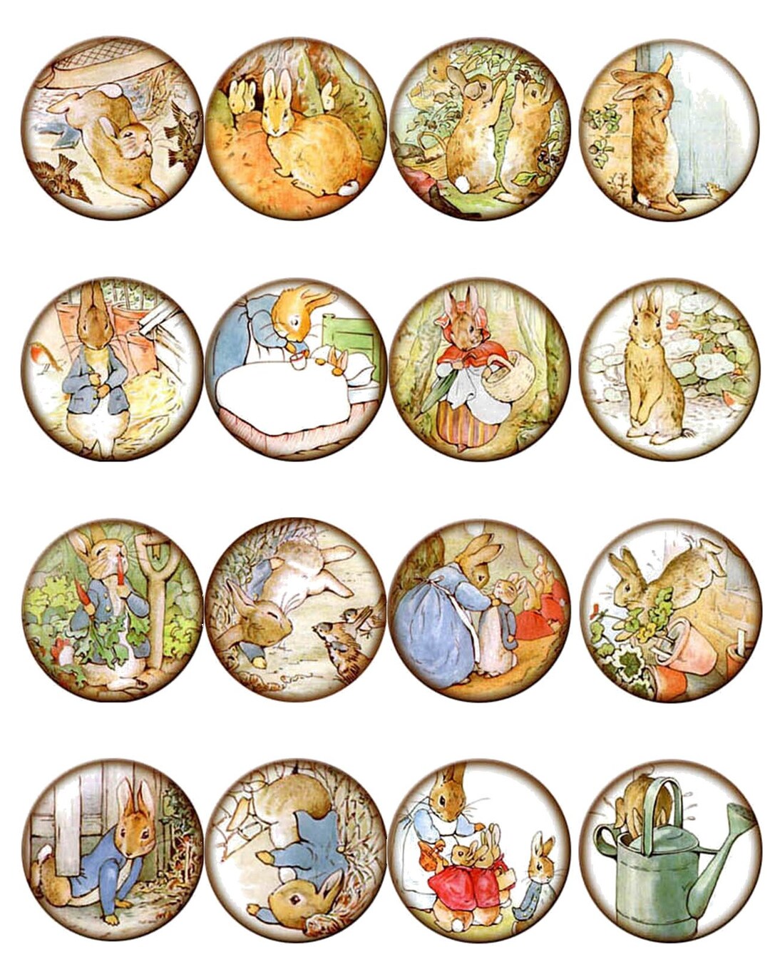 Beatrix Potter Peter Rabbit 16 2" Round Stickers Party Decoration ...
