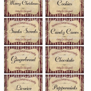 Christmas Vintage Inspired 8 Large Candy Labels Stickers - Etsy