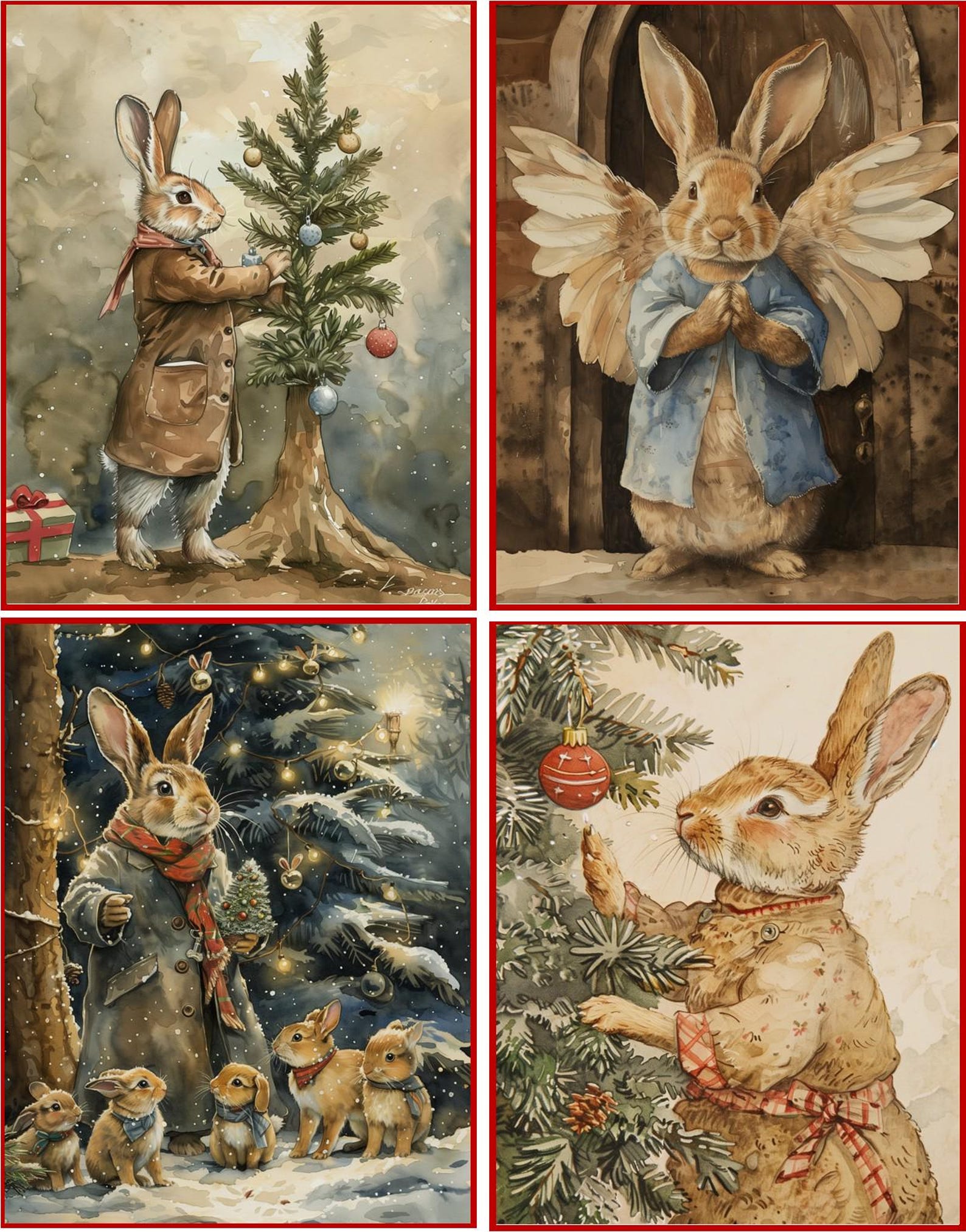 8 Christmas Peter Rabbit Vintage Victorian Glossy Blank Fold Out ...