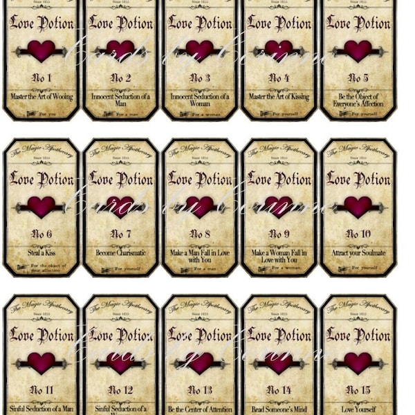 Love Potion Label - Etsy