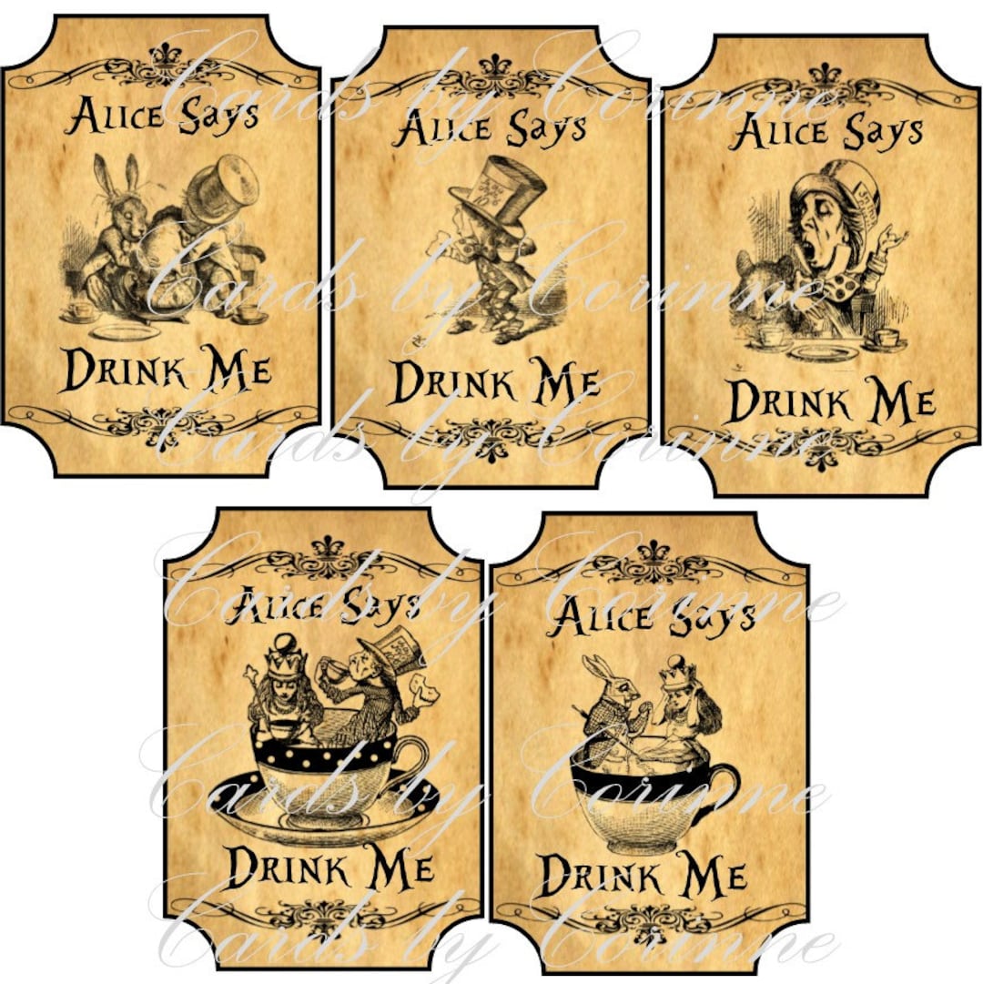 Instant Download Alice in Wonderland Drink Me Labels - Etsy