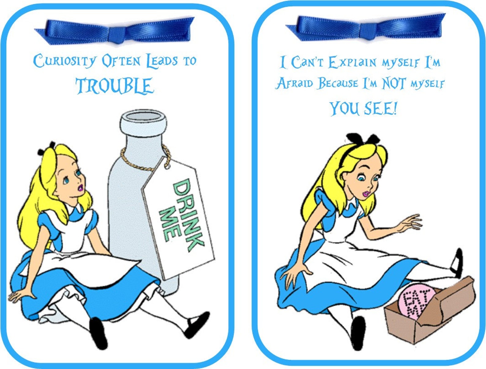 Alice in Wonderland Original Cartoon Table Tent Cards Set of 8 - Etsy
