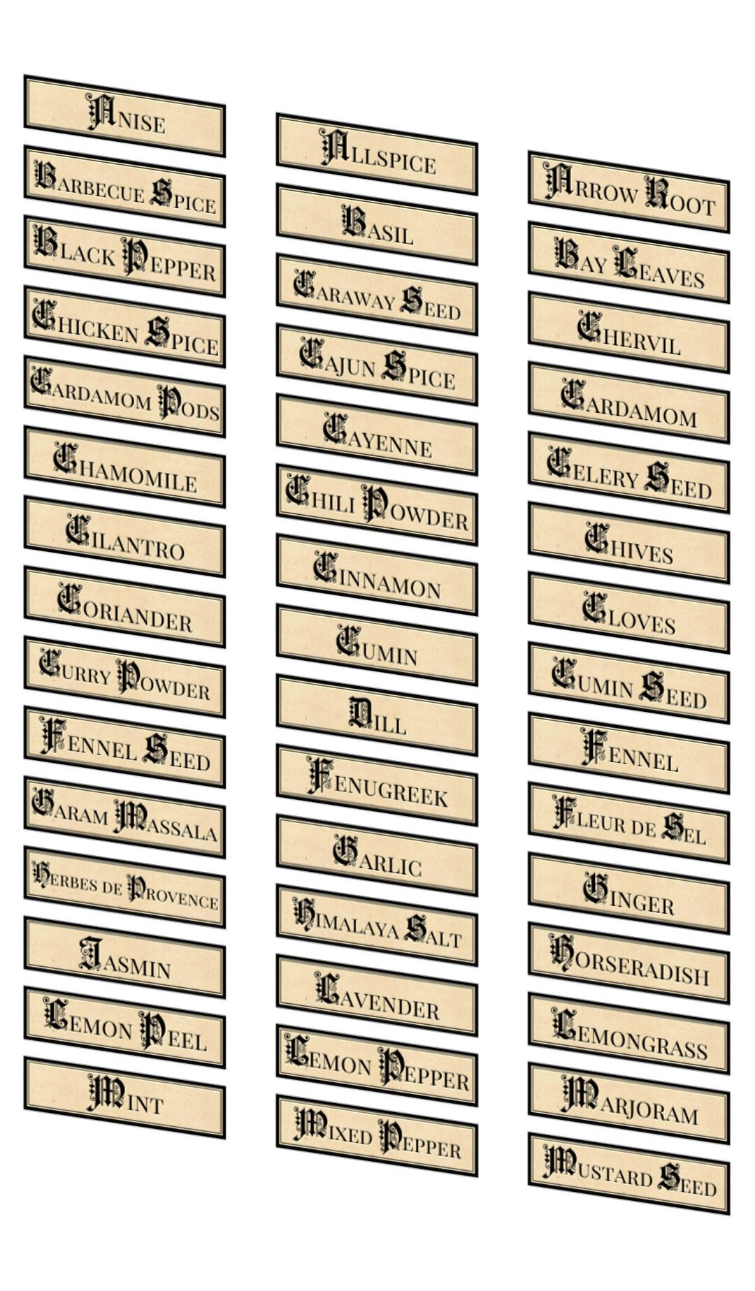 66 Gothic Spice Herb Labels. Laminated Cut and Ready to Use - Etsy