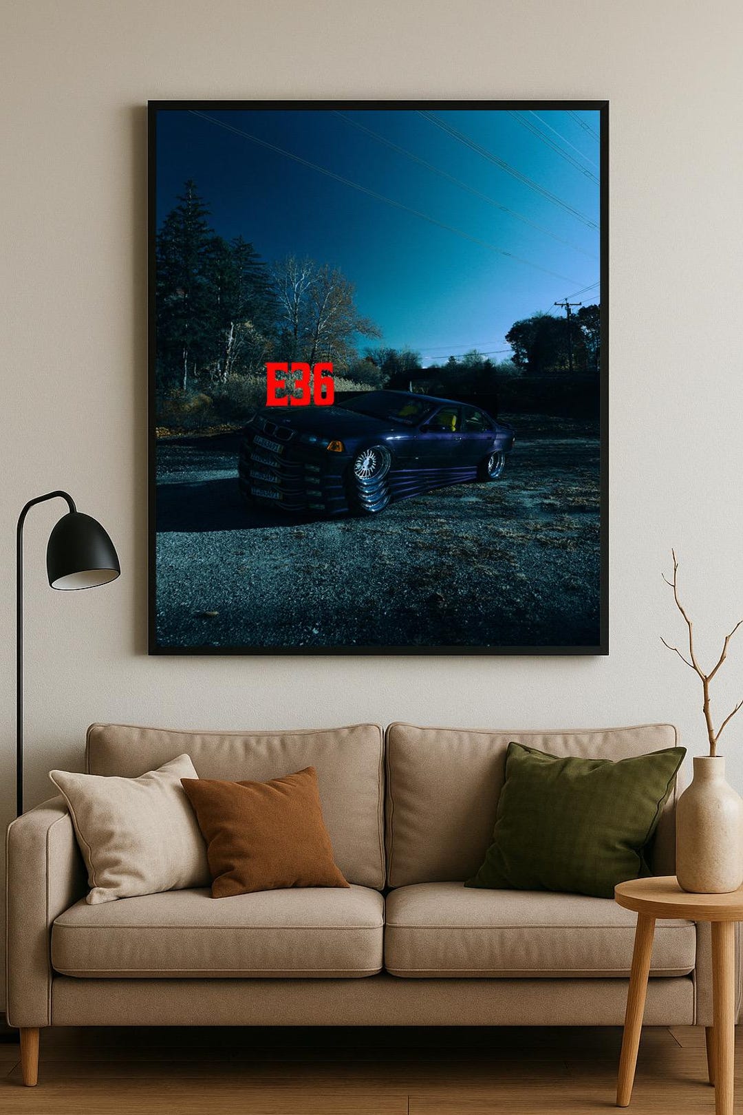 E36 Night Car Poster | BMW E36 Illustration, Dark Automotive Wall Art ...