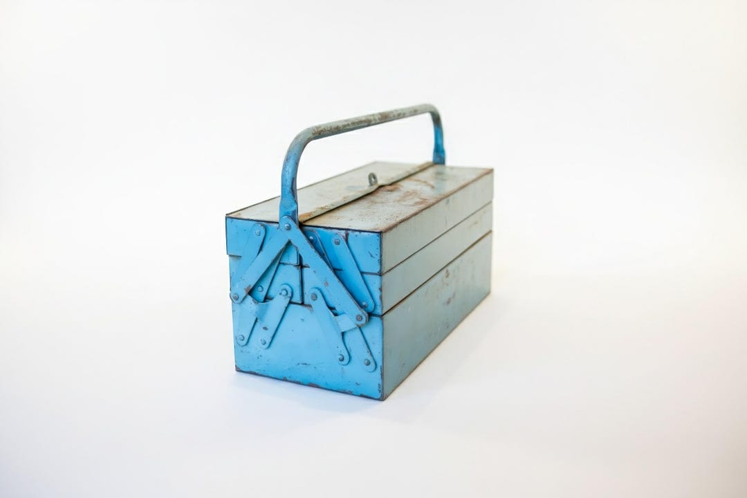 Vintage Steel Cantilever Toolbox – Industrial Blue Metal Tool Box ...