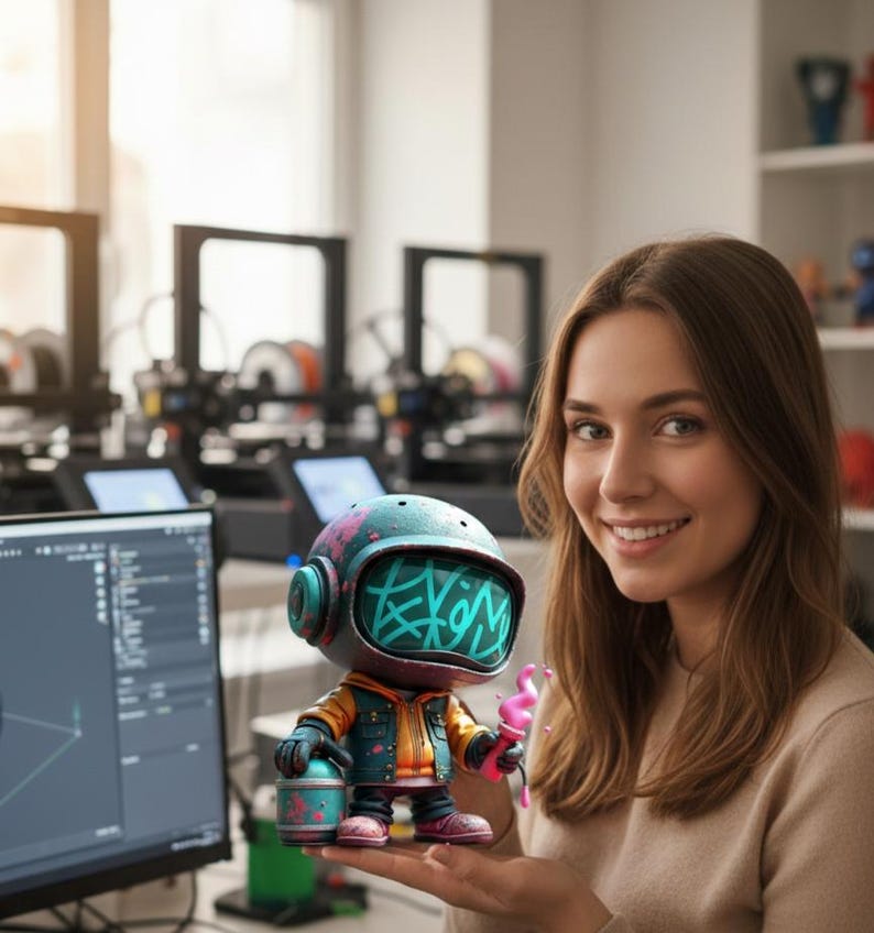 Astro-tag STL 3D Model | Graffiti Martian Chibi Figure | Sci-fi ...