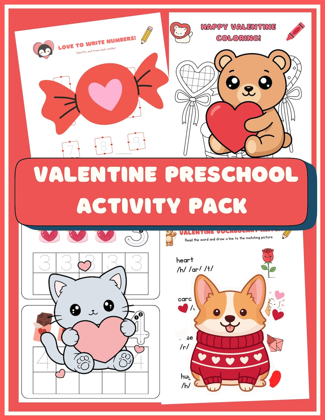 February Preschool Worksheets | Valentine Fine Motor Activities ...