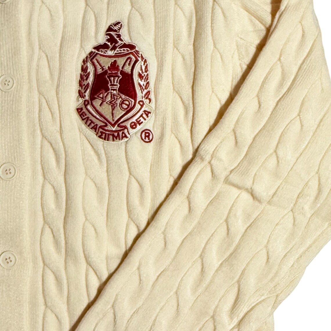 Delta Sigma Theta Cable-knit Cardigan Sweater – Cream - Etsy
