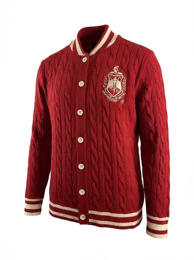 Delta Sigma Theta Cable-knit Cardigan Sweater – Crimson & Cream - Etsy