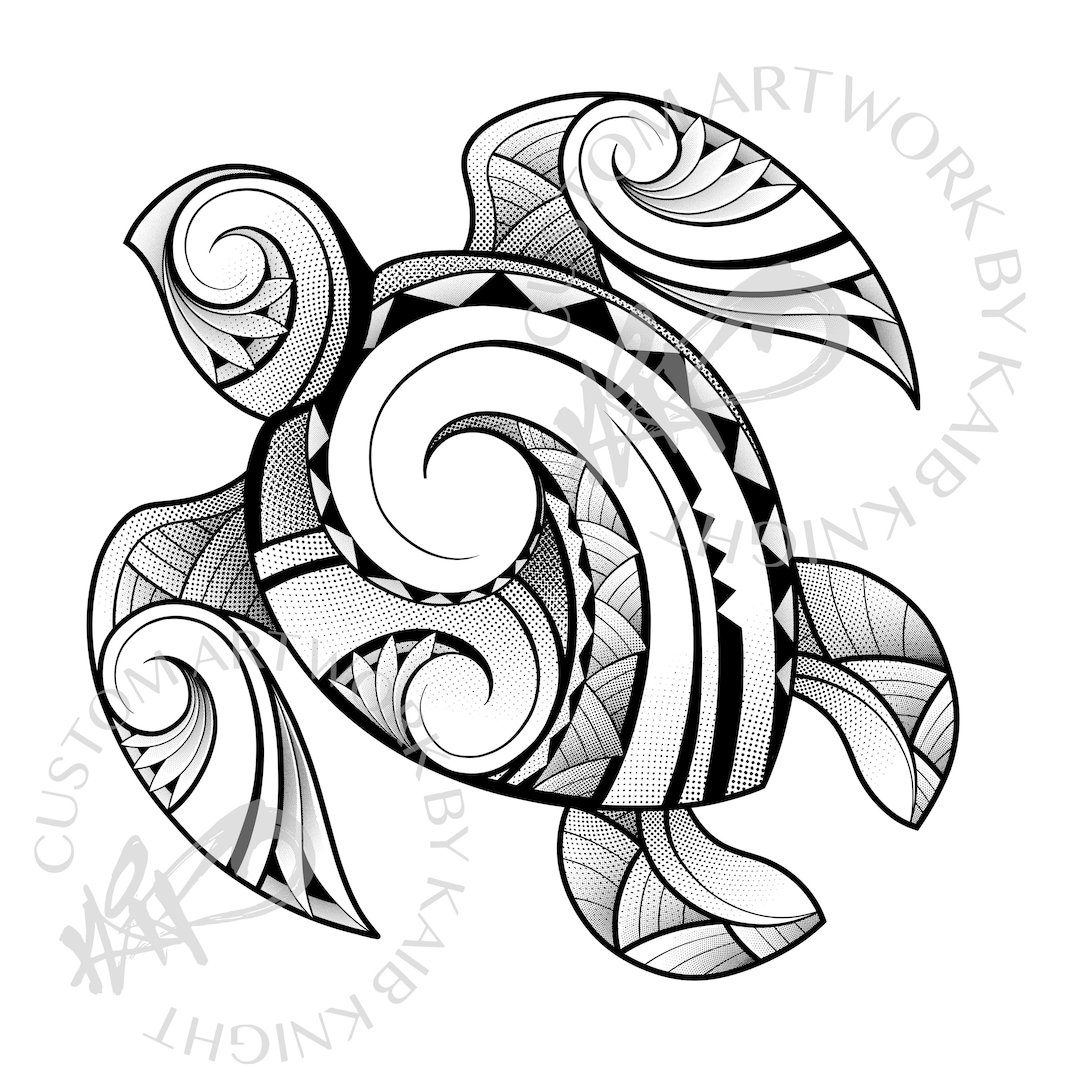 PNG Polynesian Tribal Turtle | Hand-drawn Tattoo Design (digital ...