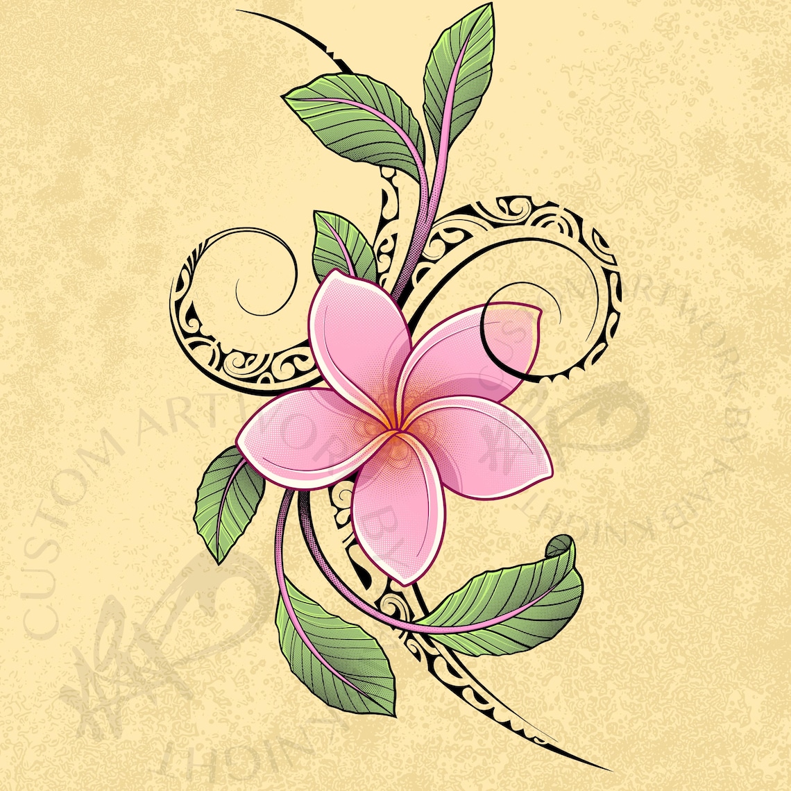 SVG Plumeria Tahitian Tribal | Polynesian Flower Design | Custom Hand ...
