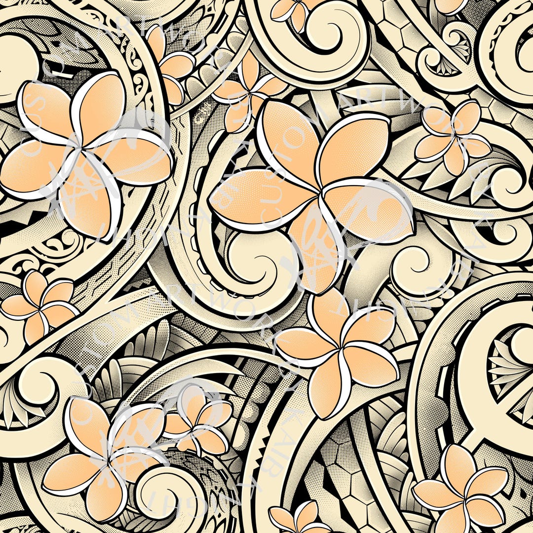 Polynesian Tribal Plumeria Pattern | Seamless Hawaiian SVG (digital ...