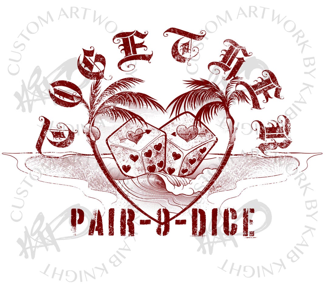 PNG Tropical Valentine Dice | Heart Palm Tree Design (printable ...