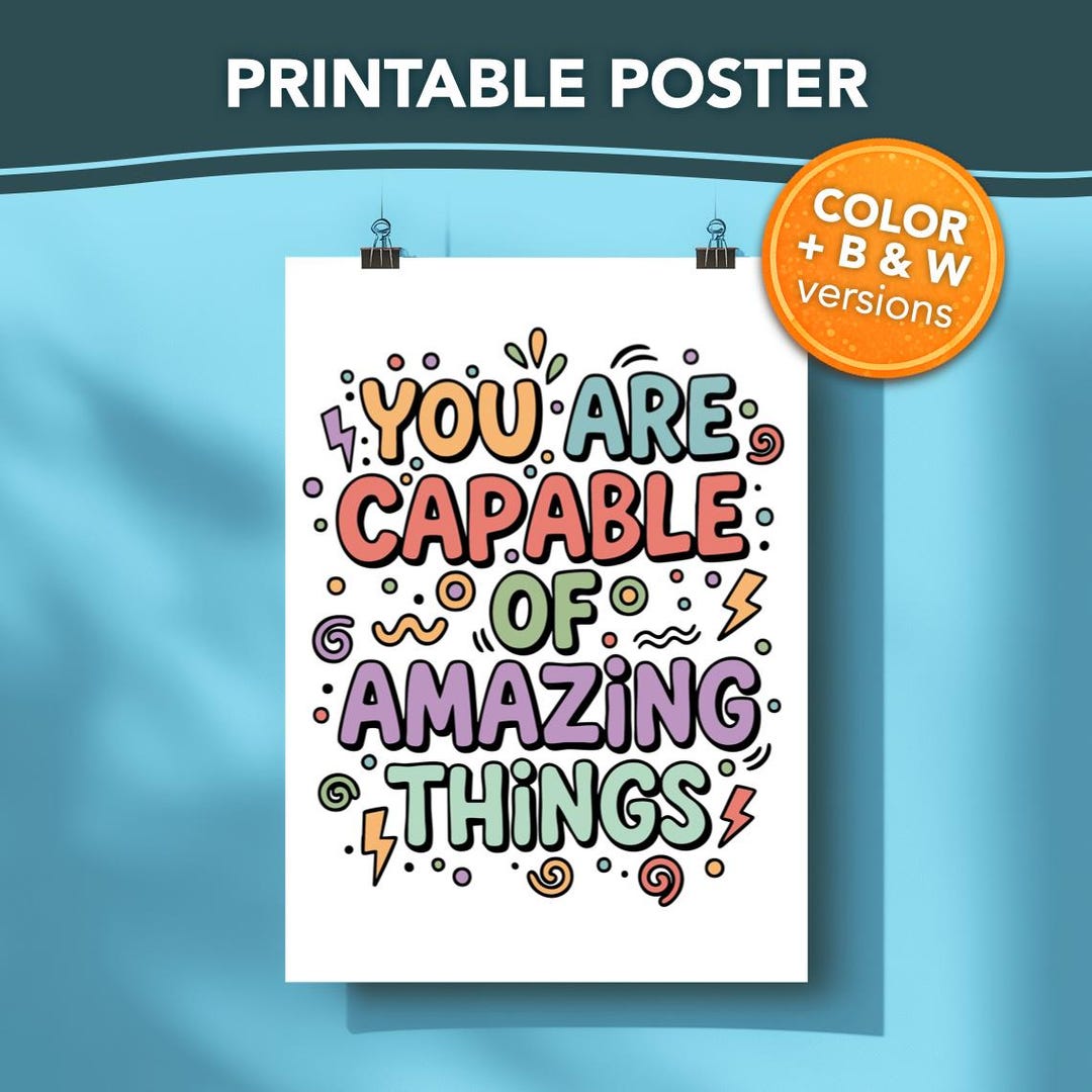 You Are Capable of Amazing Things Poster | Motivational Classroom ...