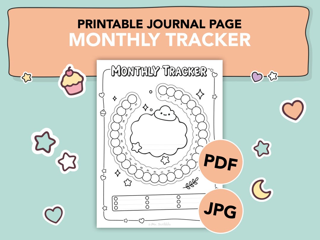 Monthly Tracker Printable | Monthly Journal & Planner Page for Kids and ...