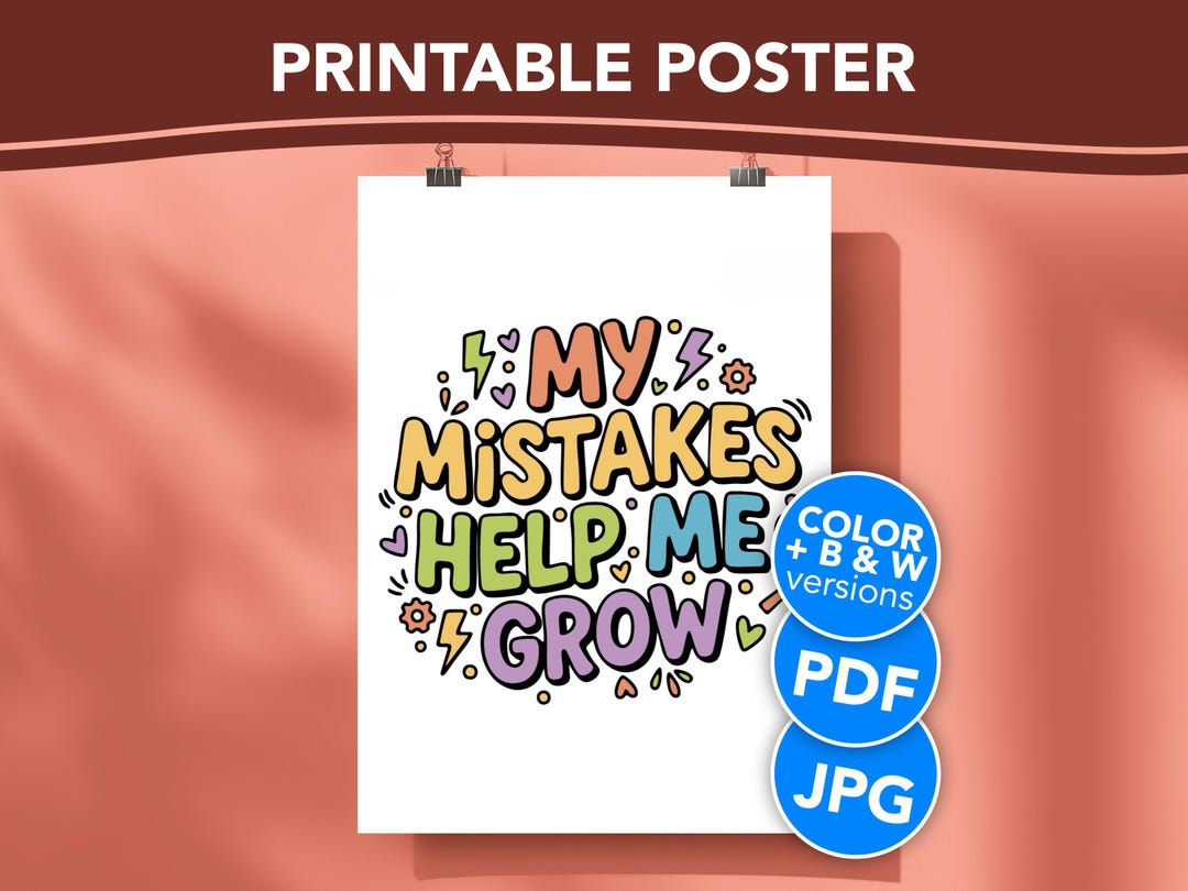 My Mistakes Help Me Grow Poster | Growth Mindset Classroom Printable ...