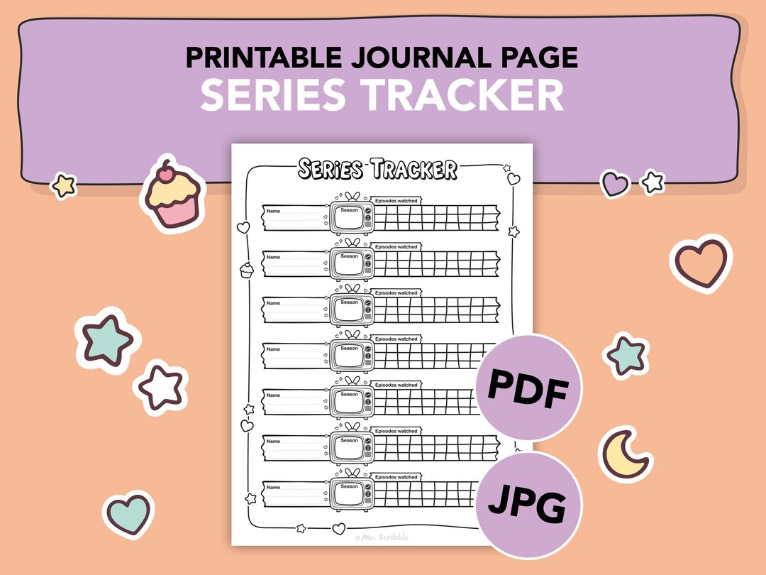 Series Tracker Printable | TV Show Tracker for Kids & Adults | Kawaii ...