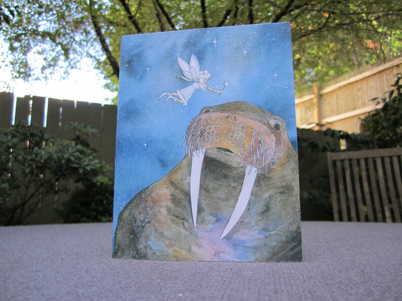 Walrus & Fairy Holiday Cards - Set of Ten, Greeting Card Set, Envelopes ...