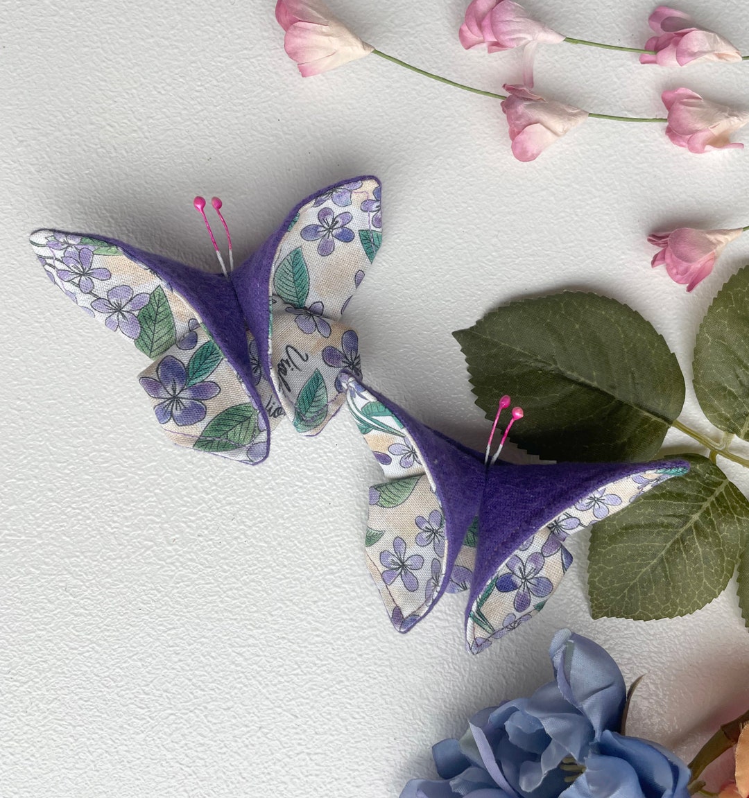 Handmade Butterfly Barrettes: Plum Violet Fabric Hair Clips (set of 2 ...