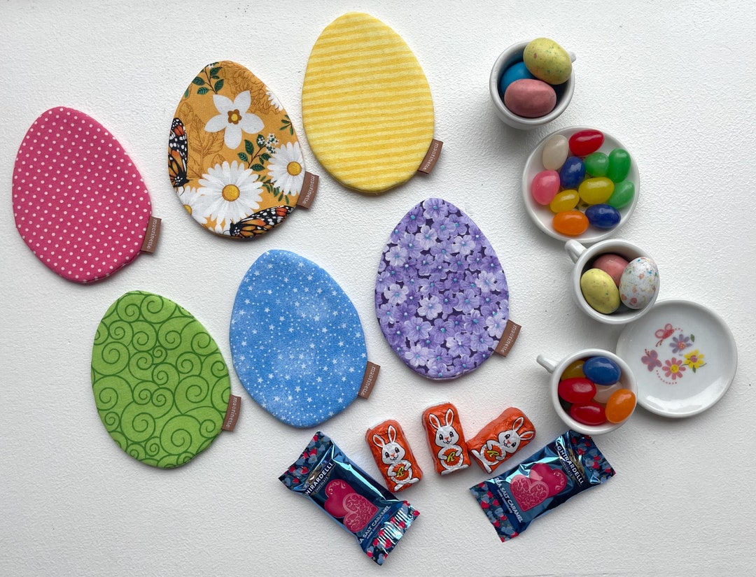 Reusable Fabric Easter Eggs: Rainbow Cotton, Fillable Pocket - 6 Pack ...