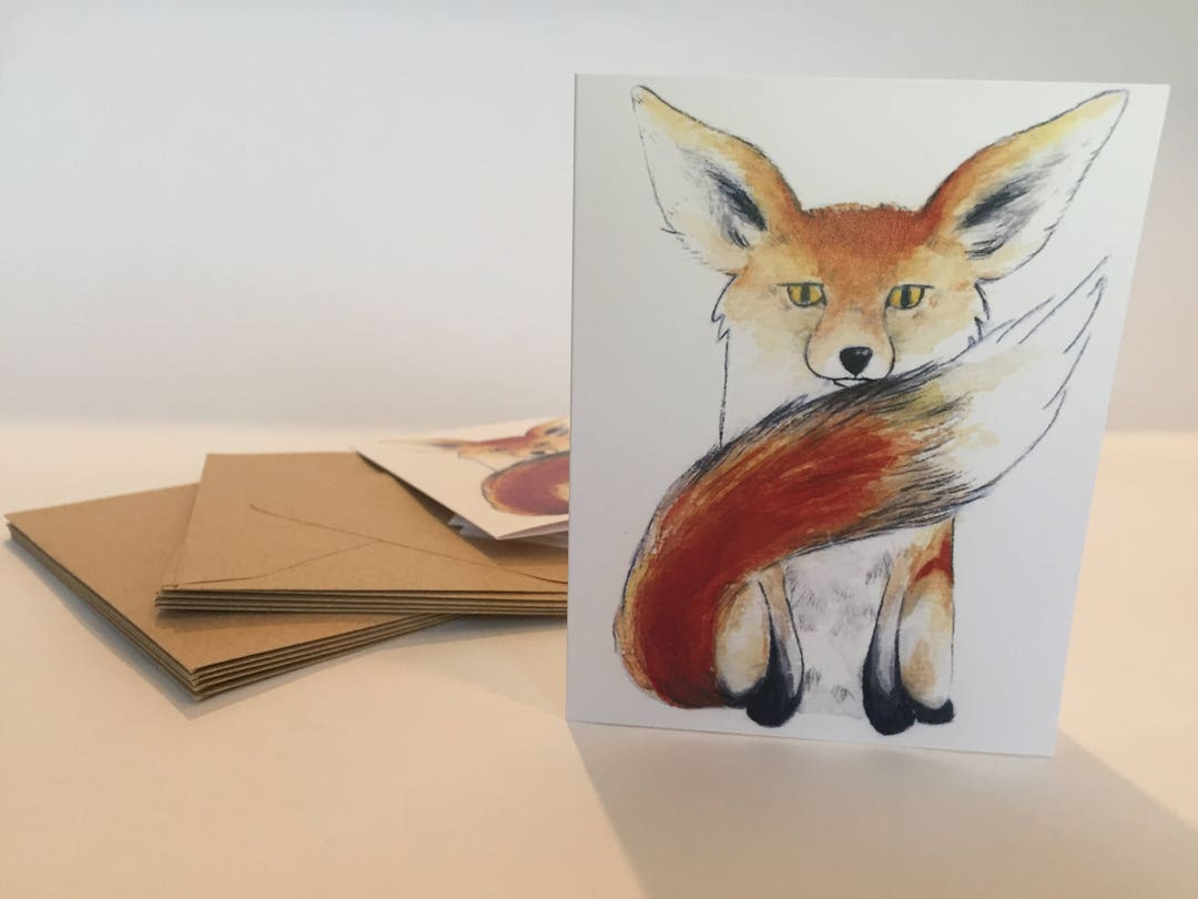 Fox Watercolor Note Cards - Set of 10 With Envelopes - Etsy