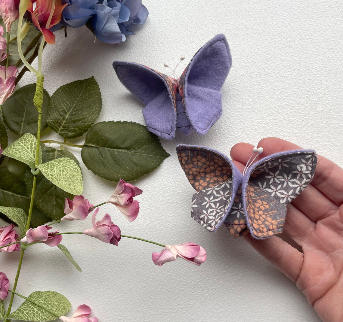 Butterfly Barrettes, Scrappy, Set of 2, Lavender Florals, Unique ...