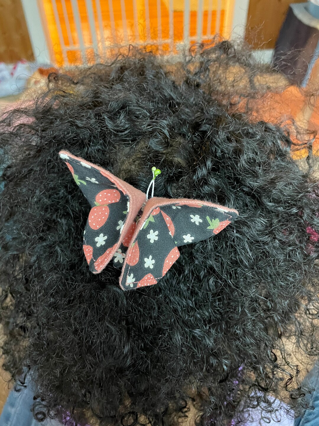 Strawberry Butterfly Barrettes: Handmade Flannel Hair Clips, Set of 2 ...
