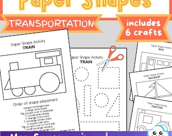 Paper Shapes Transportation Set - 6 Crafts - Prek and Kinder - Art ...