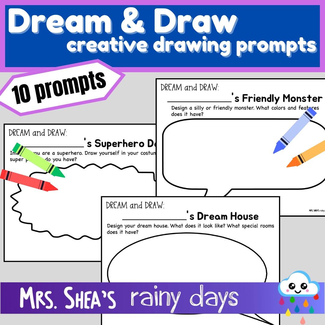 Dream & Draw - 10 Creative Drawing Prompts - Prek / Kinder - Etsy