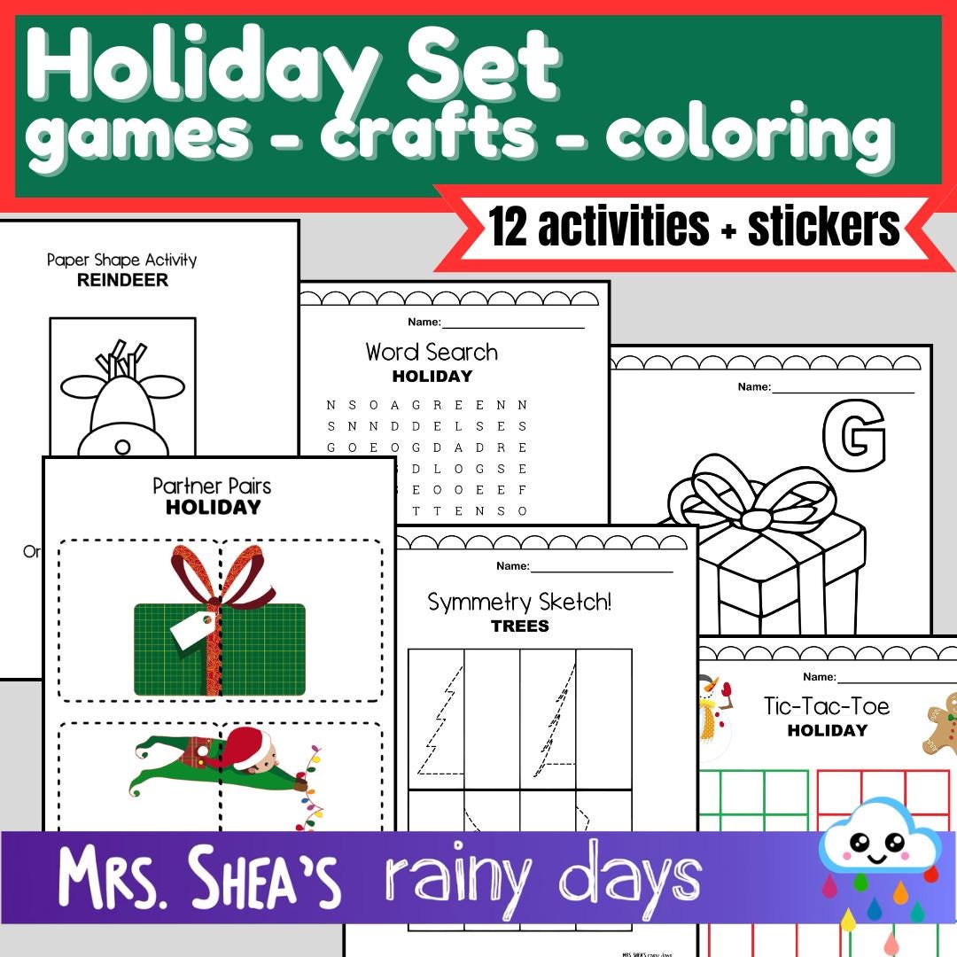 Christmas Holiday Activity Set - Games, Crafts, Coloring, Sticker Sets ...