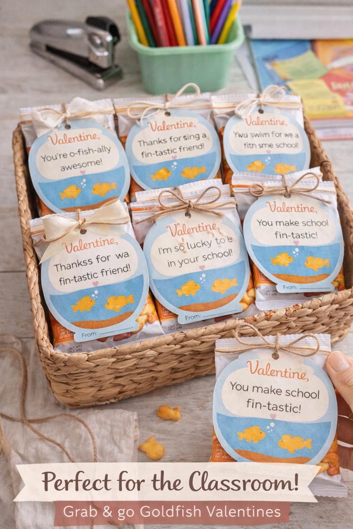 Goldfish Valentine's Day Tags, School Classroom Valentines (PDF ...