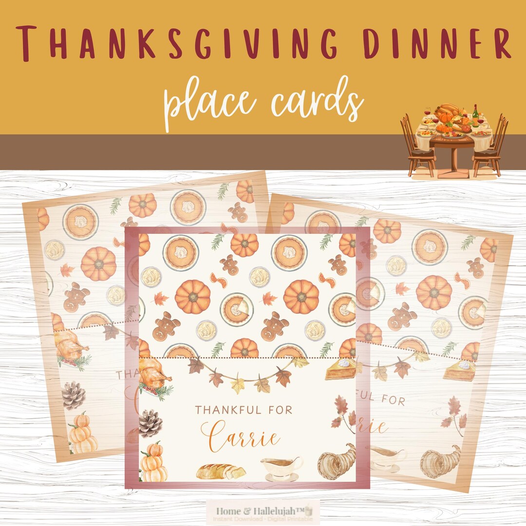 Editable Thanksgiving Name Settings – Printable Canva Template - Etsy