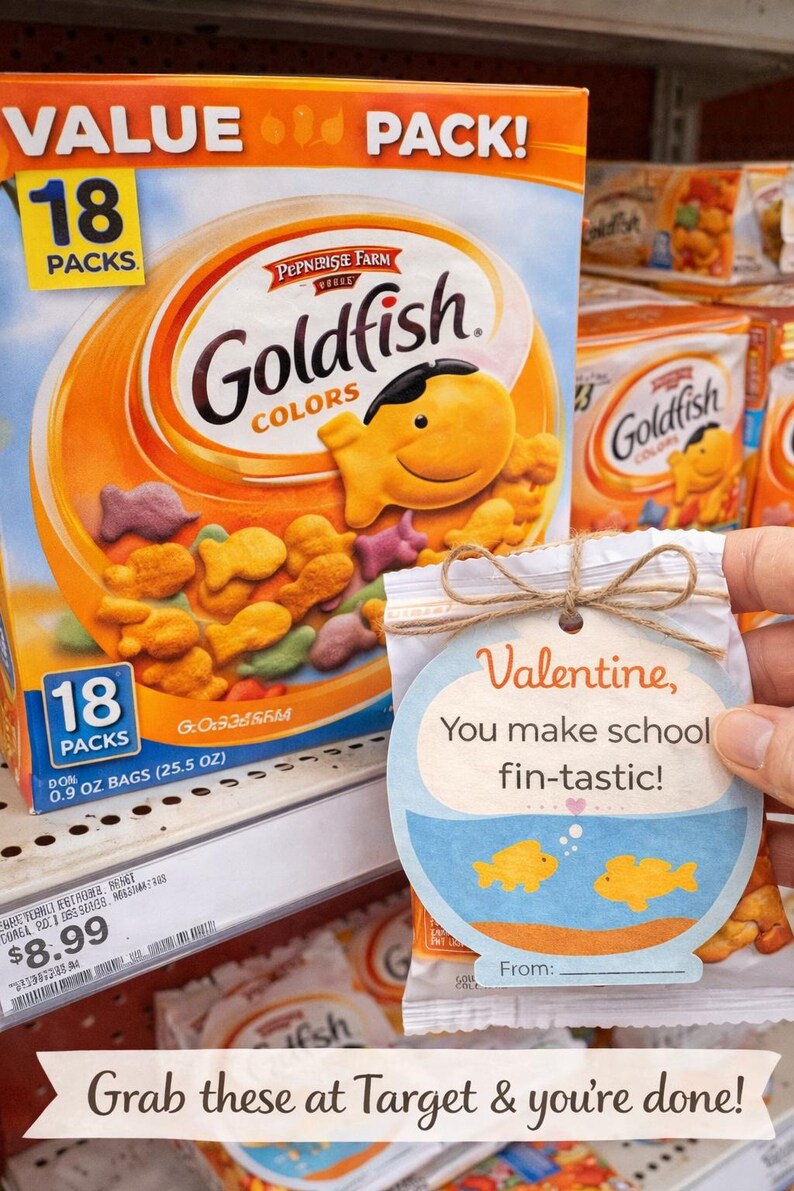 Goldfish Valentine's Day Tags, School Classroom Valentines (PDF ...