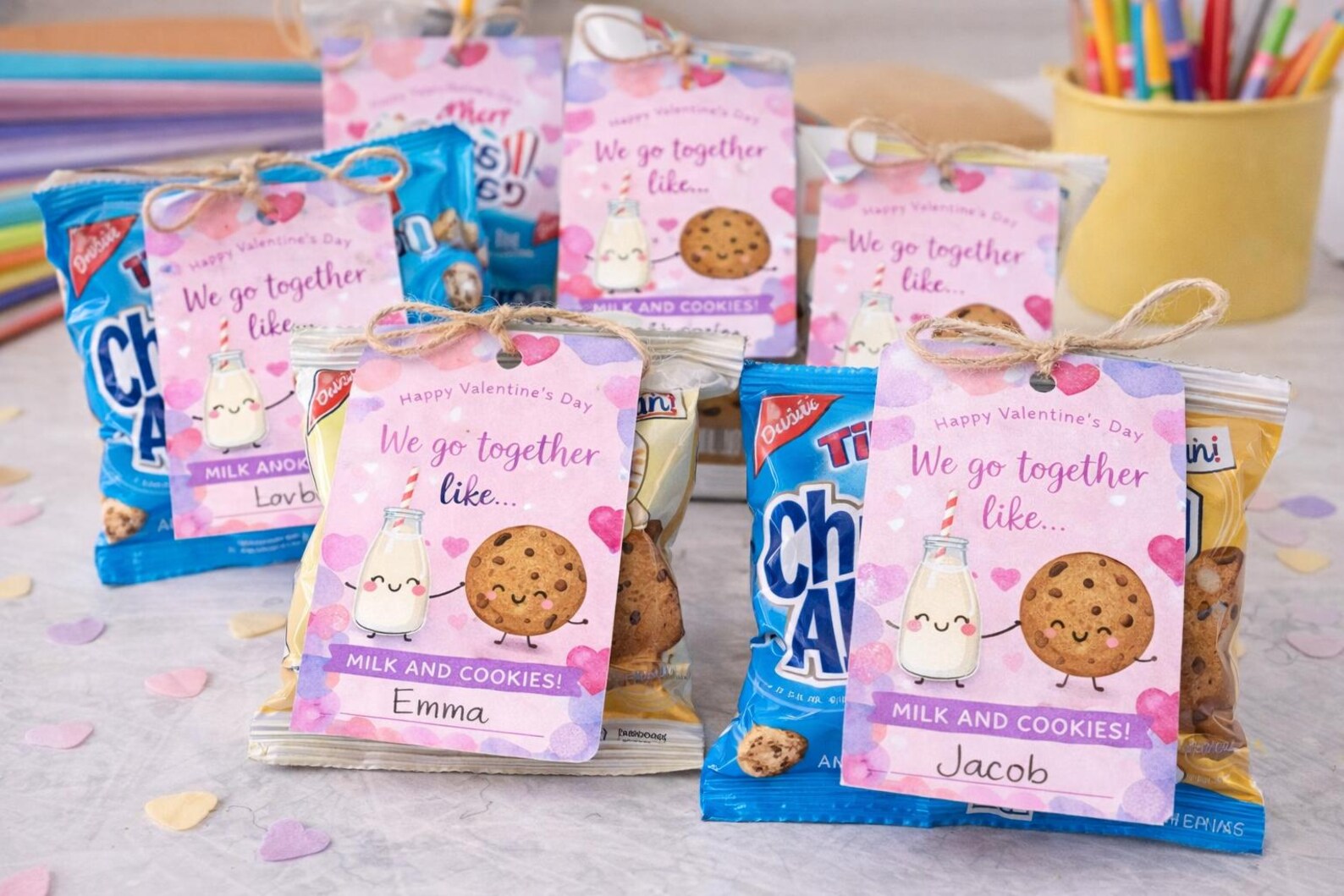 Milk and Cookies Valentine's Day Tags, Printable Gift Tags (PDF ...