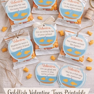 Goldfish Valentine's Day Tags, School Classroom Valentines (PDF ...