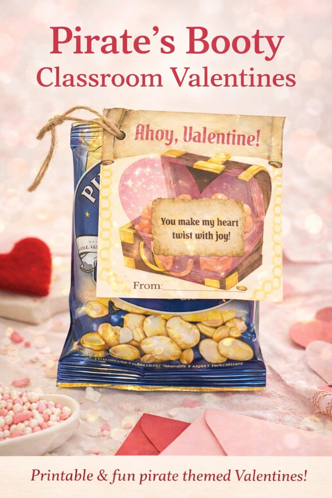 Pirate's Booty Valentine's Day Tags, Treasure Chest Classroom ...