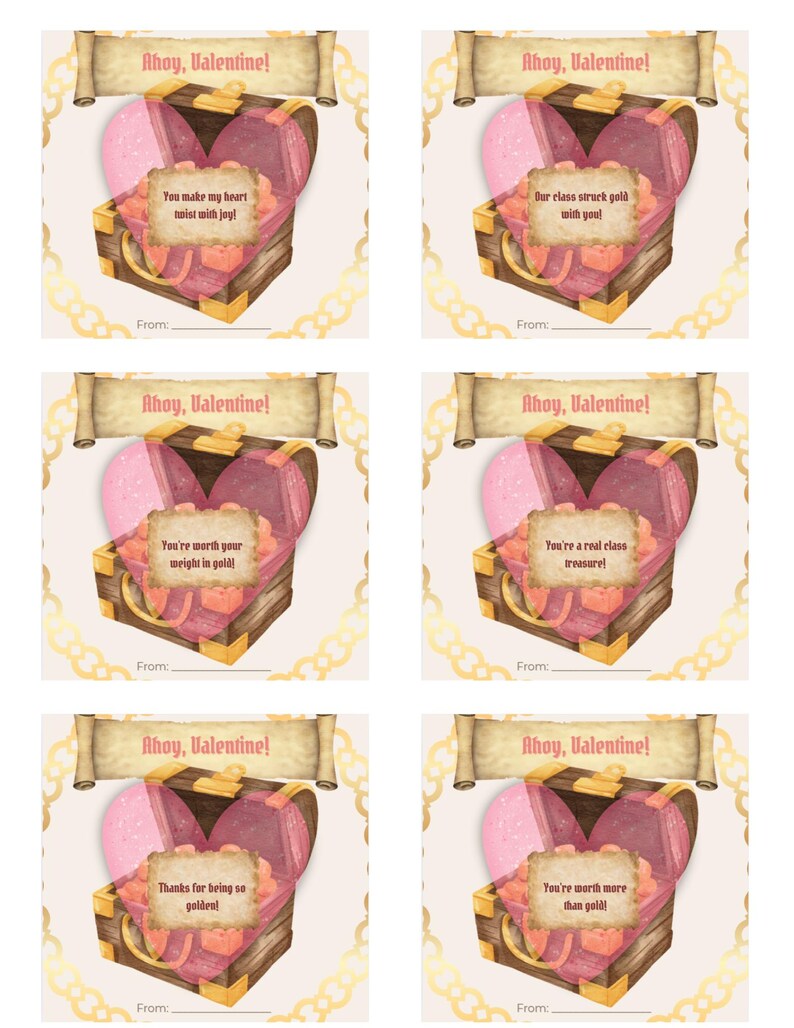 Pirate's Booty Valentine's Day Tags, Treasure Chest Classroom ...