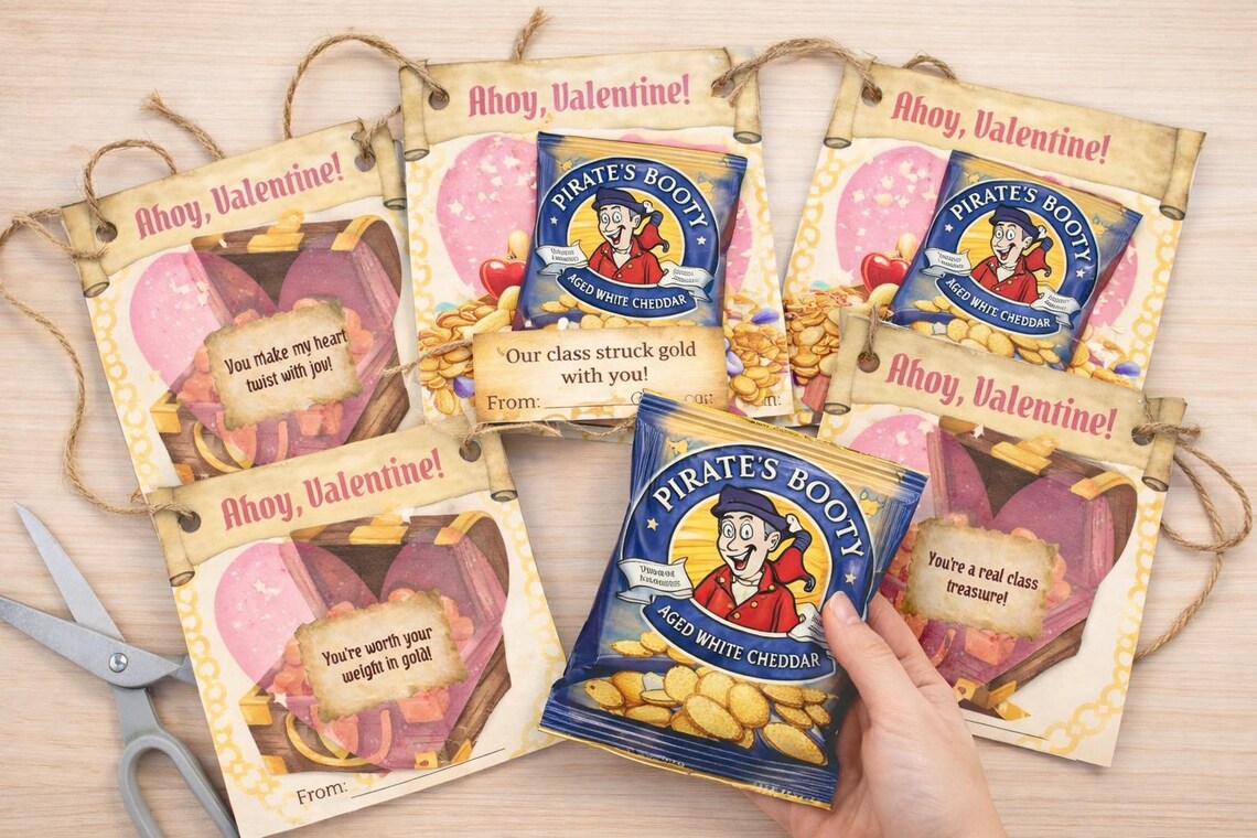 Pirate's Booty Valentine's Day Tags, Treasure Chest Classroom ...