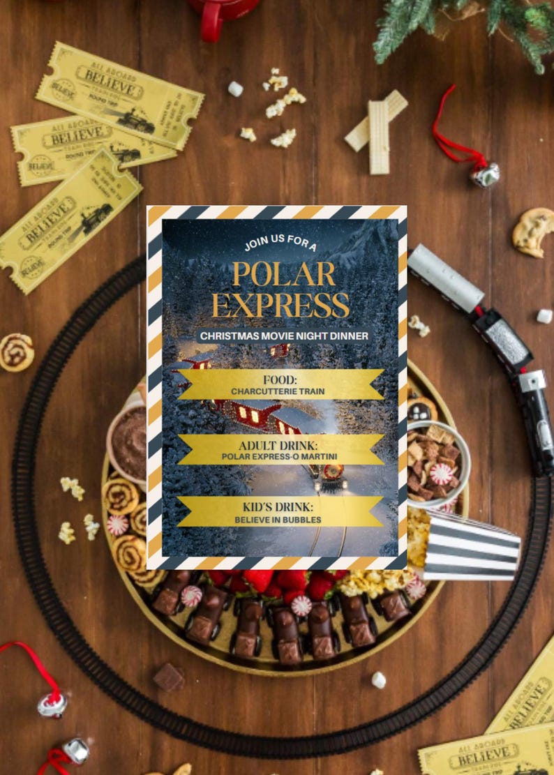 Polar Express Movie Night Menu Printable | Christmas Dinner Sign - Etsy