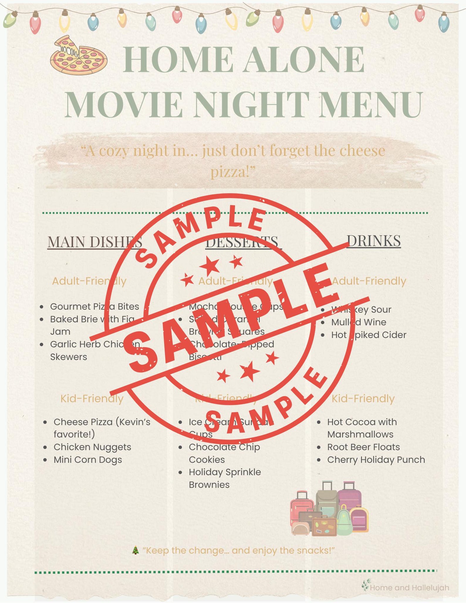 Home Alone Christmas Menu Template – Printable & Editable - Etsy